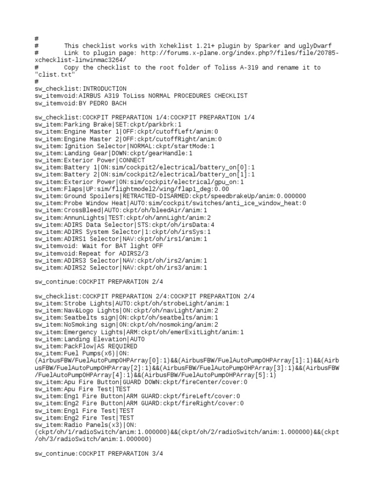 Toliss A319 Checklist | PDF | Transponder (Aeronautics) | Aviation ...