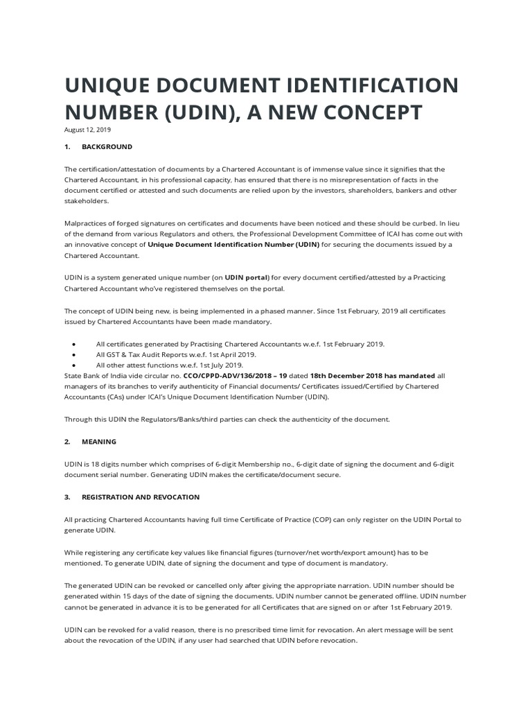 Unique Document Identification Number | PDF | Accountant | Audit