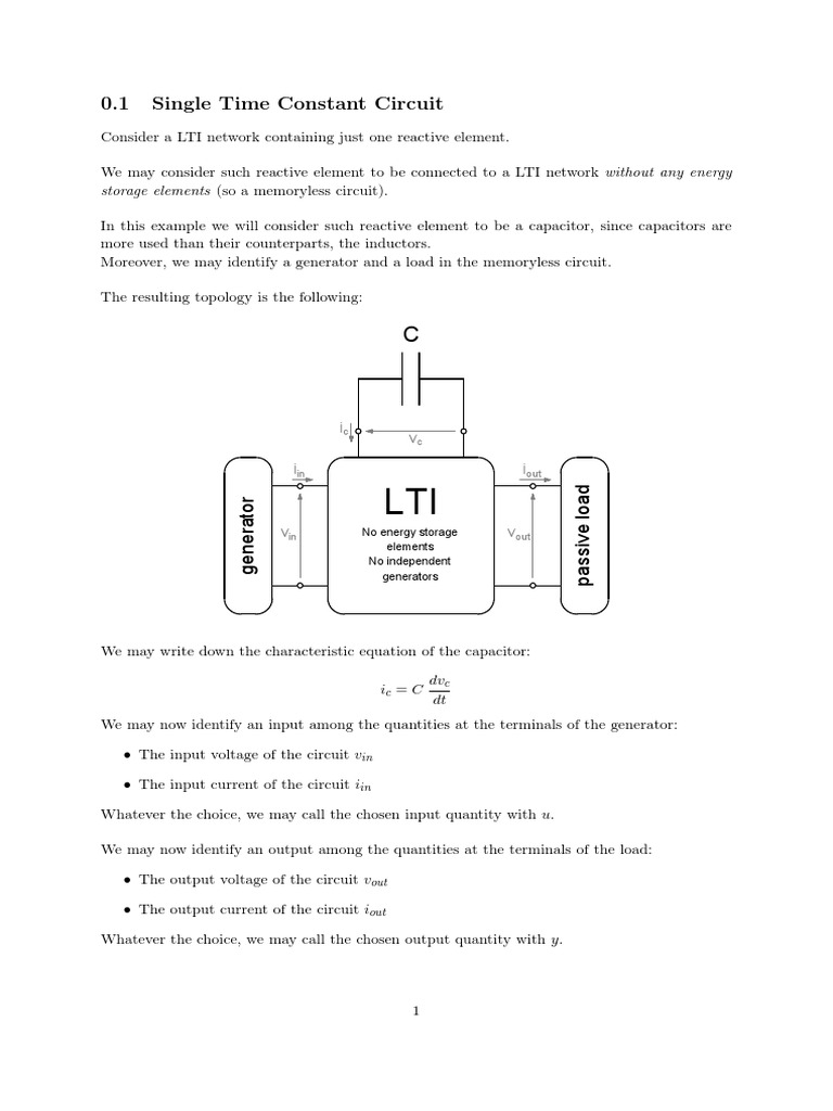 0.1 Single Time Constant Circuit: No Energy Storage Elements No Independent Generators | PDF ...