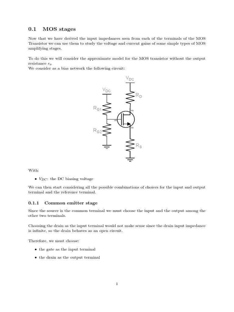 0.1 MOS Stages: 0.1.1 Common Emitter Stage | PDF | Field Effect ...