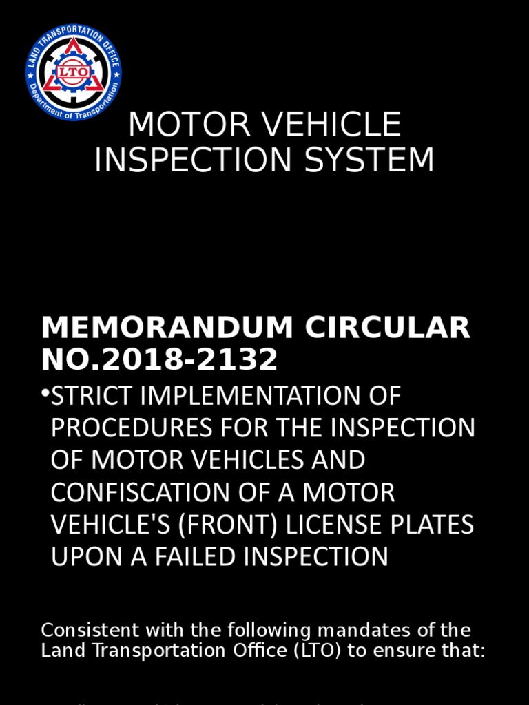 Motor Vehicle Inspection System | PDF | Transport | Vehicles