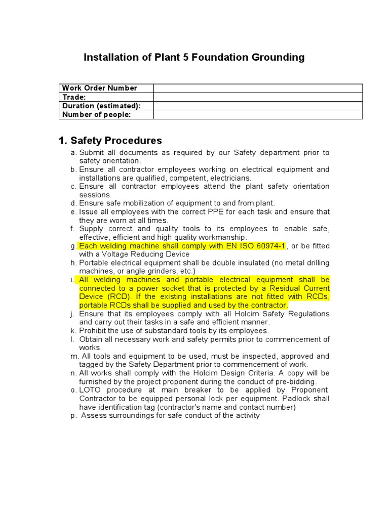 Plant 5 Grounding Installation Guidelines | PDF | Electrician | Pipe ...
