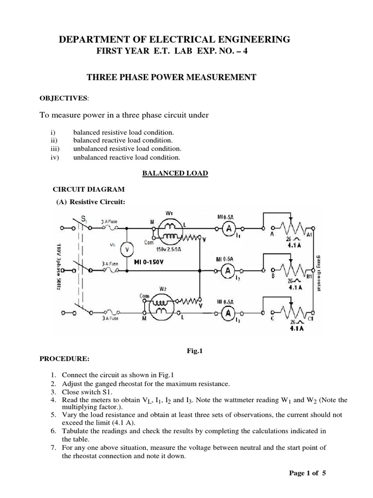 Department of Electrical Engineering: First Year E.T. Lab EXP. NO. - 4 ...