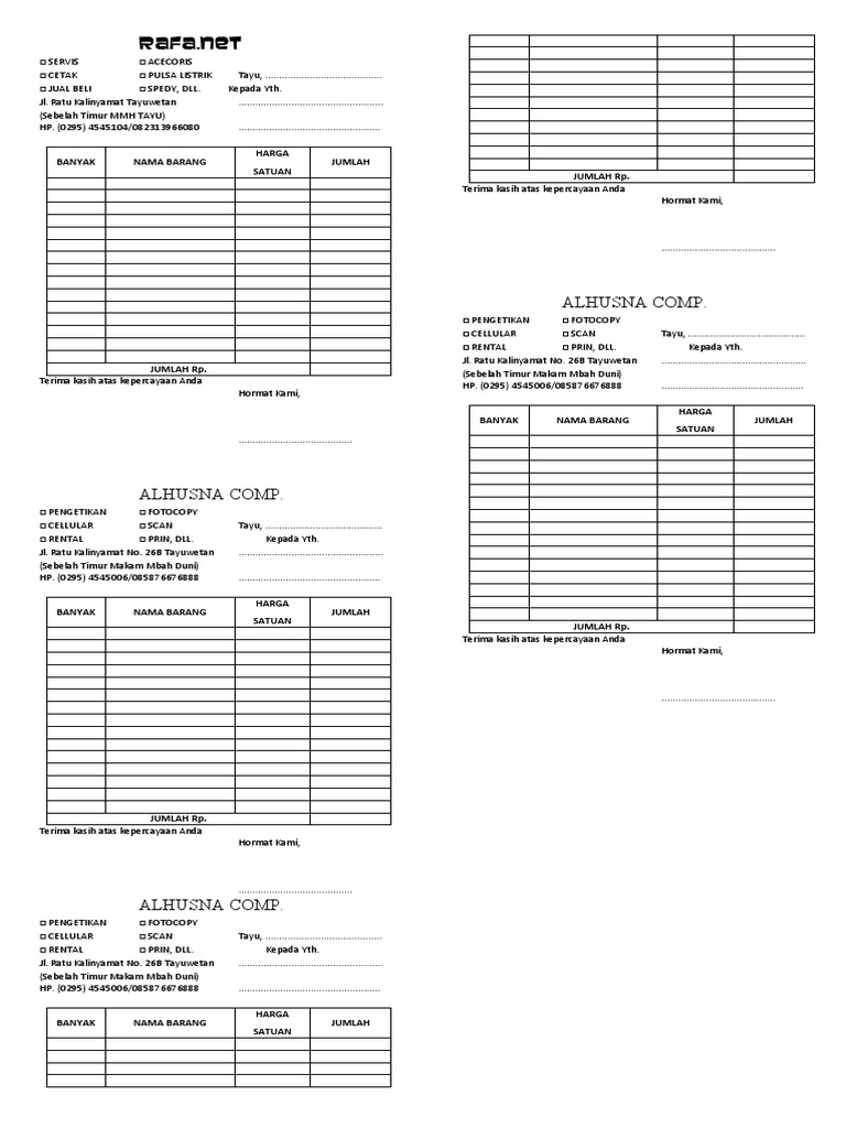 Contoh Nota Toko dan Pembelian | PDF