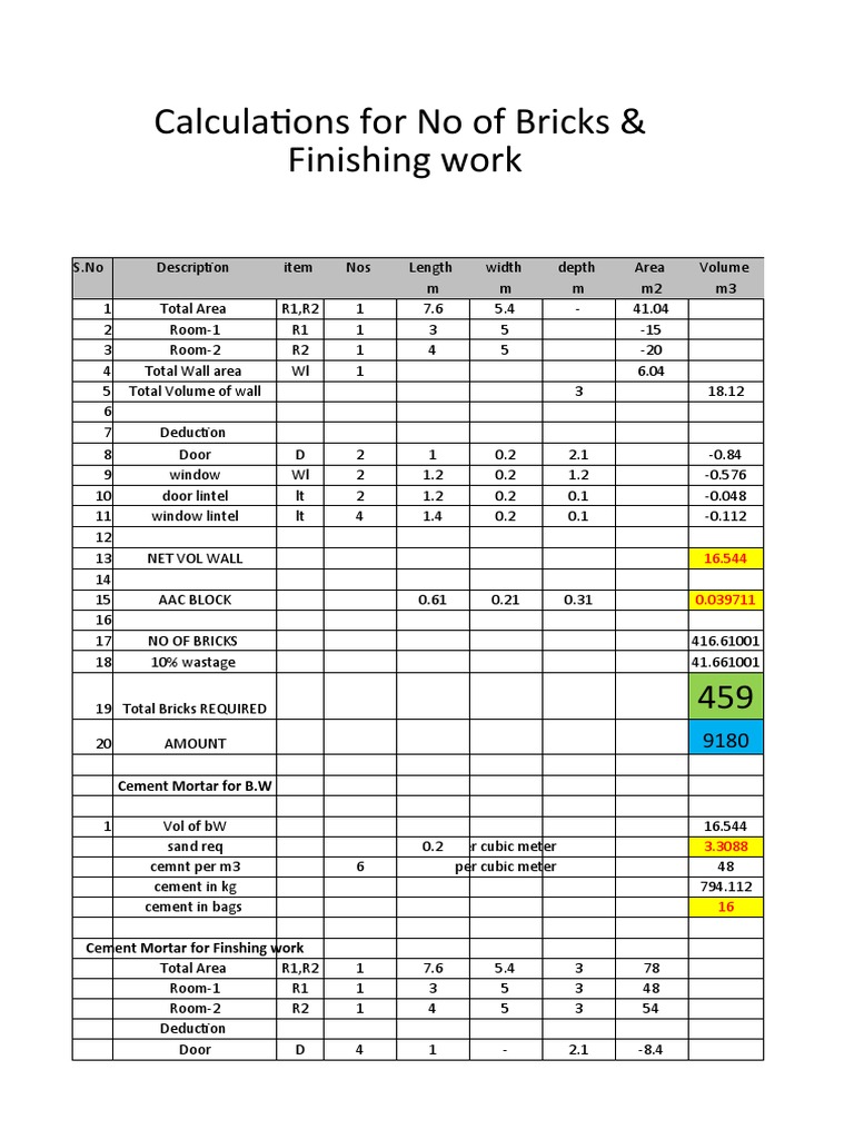 Brick Calculations | Download Free PDF | Masonry | Building Engineering