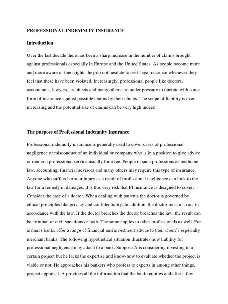 Understanding Professional Indemnity Insurance | PDF | Professional ...
