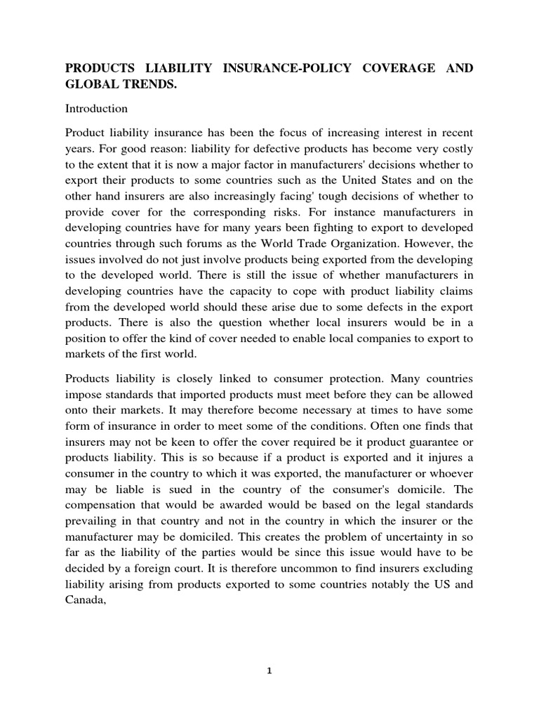 Products Liability Insurance | PDF | Liability Insurance | Product ...