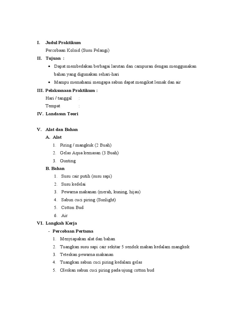 Modul Praktikum Koloid Susu Pelangi | PDF