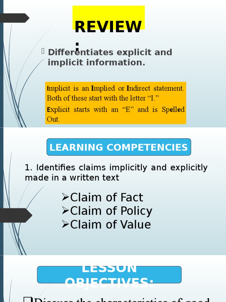 Review:: Differentiates Explicit and Implicit Information | PDF ...