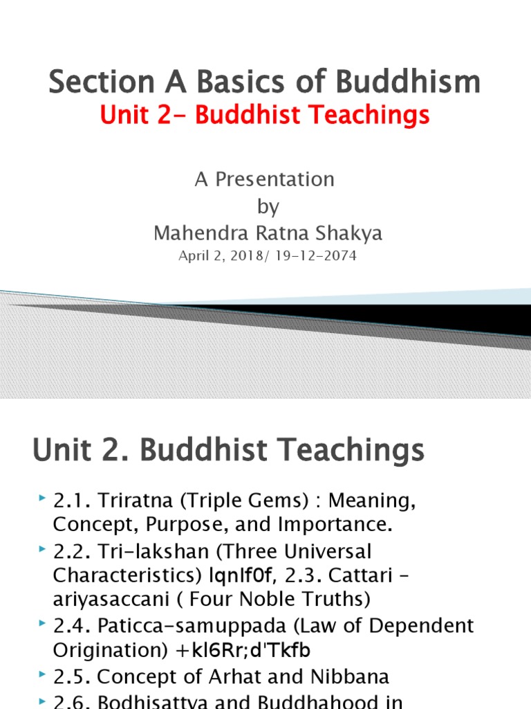 Section A Basics of Buddhism: Unit 2-Buddhist Teachings | PDF | Four ...
