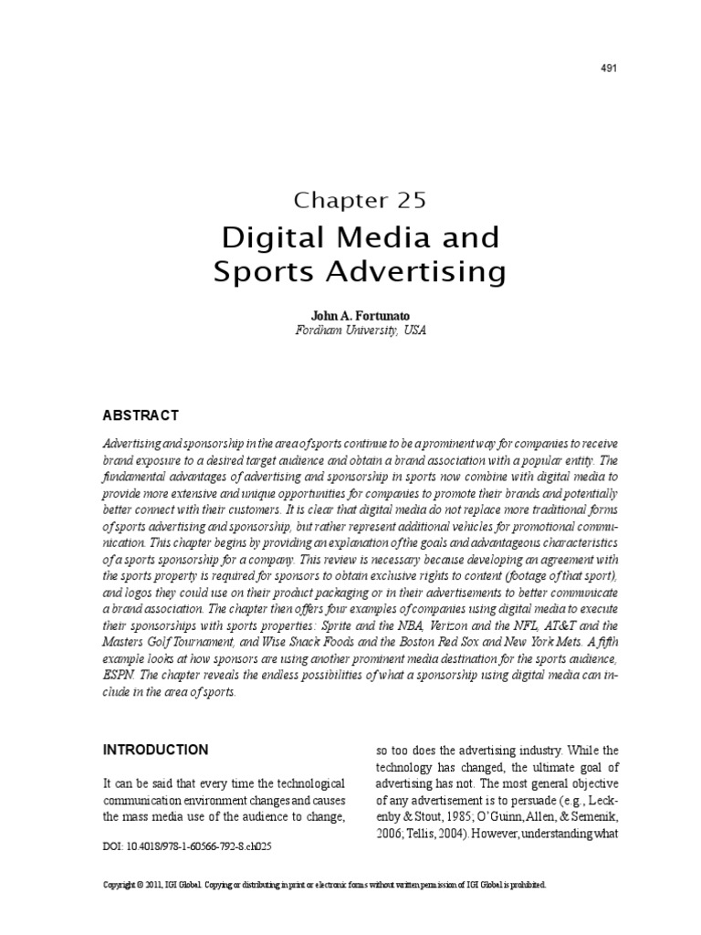 2011 - Digital Media and Sports Advertising | PDF | Espn | Advertising