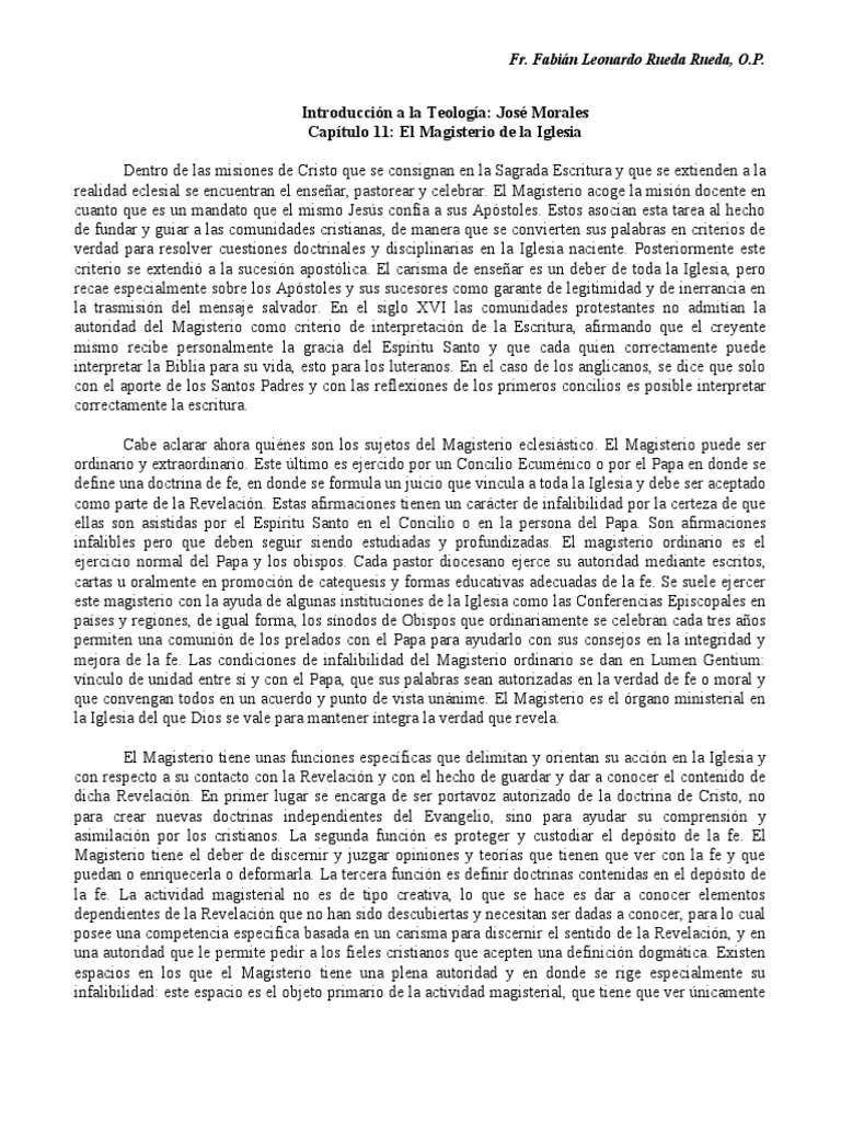 El Magisterio de La Iglesia | PDF | Iglesia Católica | Fe