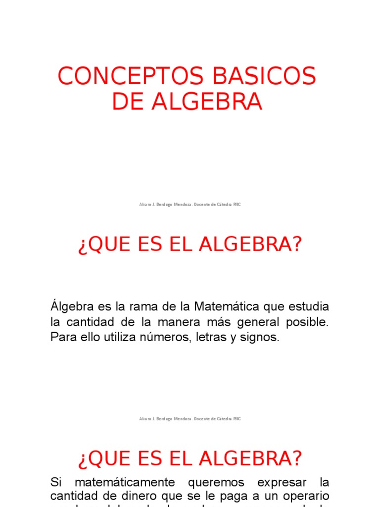 Conceptos Basicos de Algebra y Productos Notables | PDF | Multiplicación | Álgebra