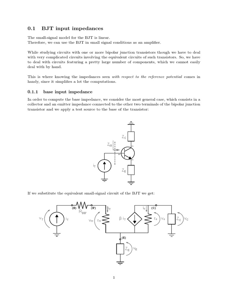 BJT input impedances simplified | PDF | Bipolar Junction Transistor ...