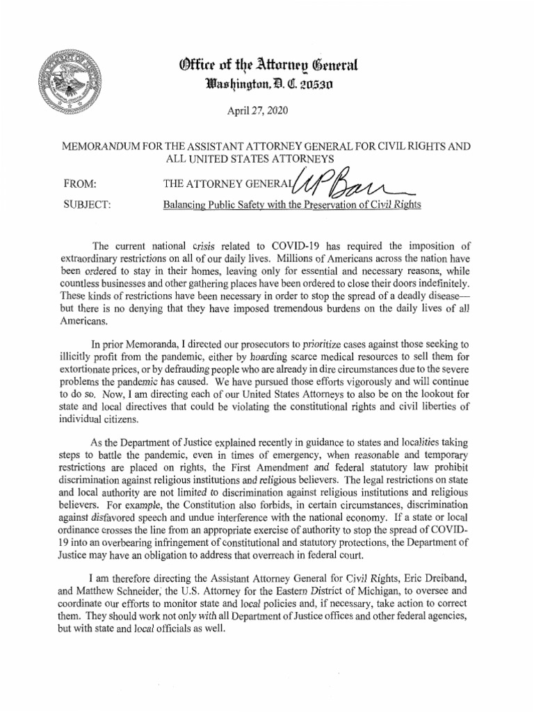 AG Barr's Warning | PDF | Civil Rights And Liberties | Applied Ethics
