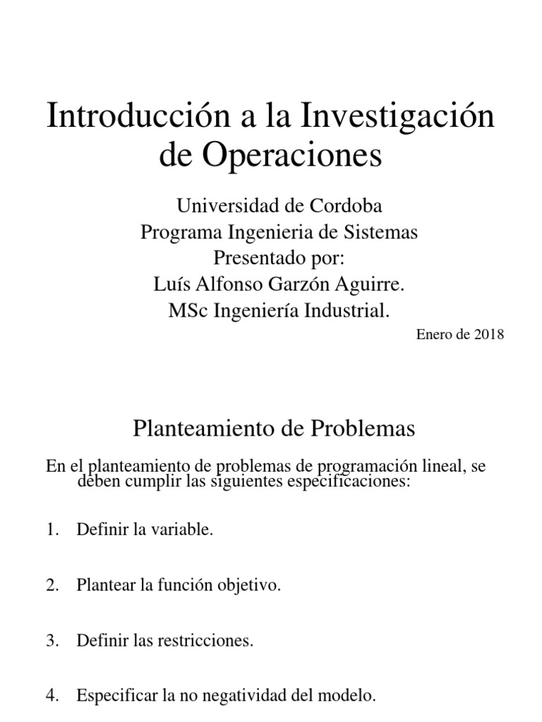 Introduccion A La Inv de Oper Prob de Los Fertilizantes y Un Caso de ... Introduccion A La Inv de Oper Prob de Los Fertilizantes y Un Caso de ...