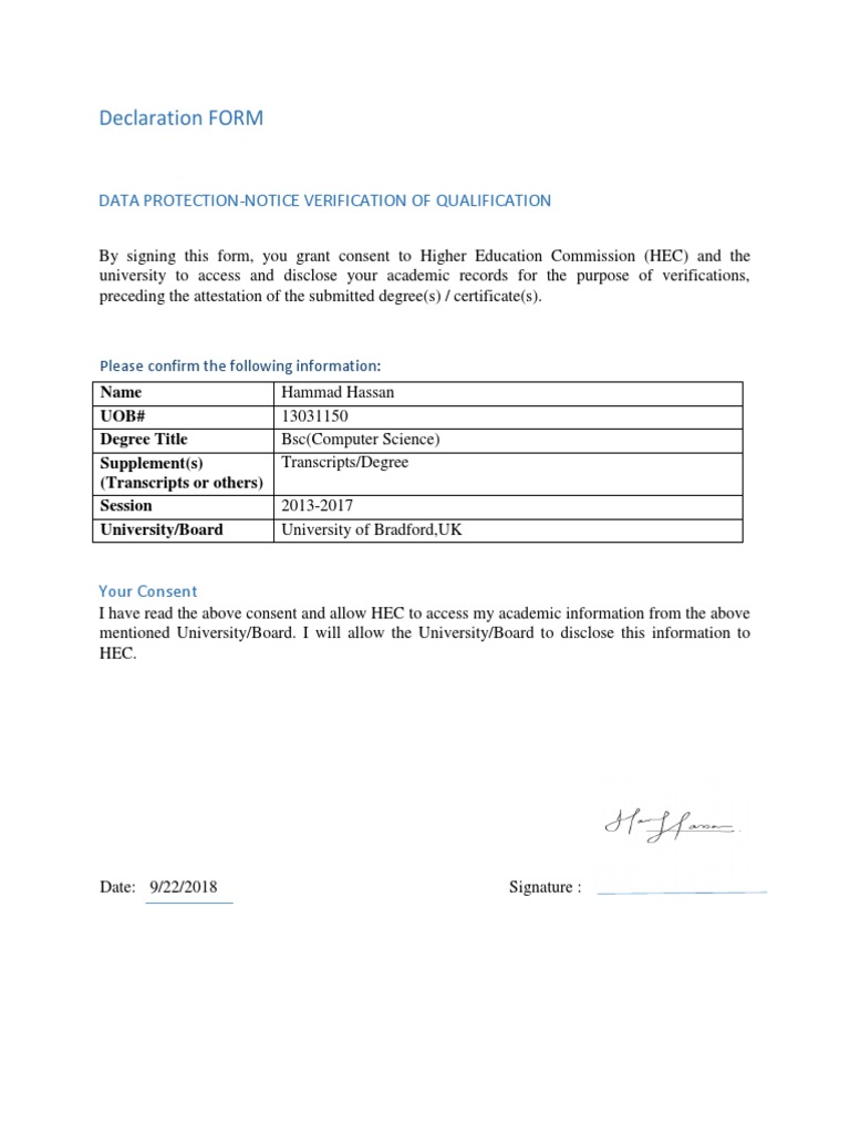 Data Protection Form PDF | PDF
