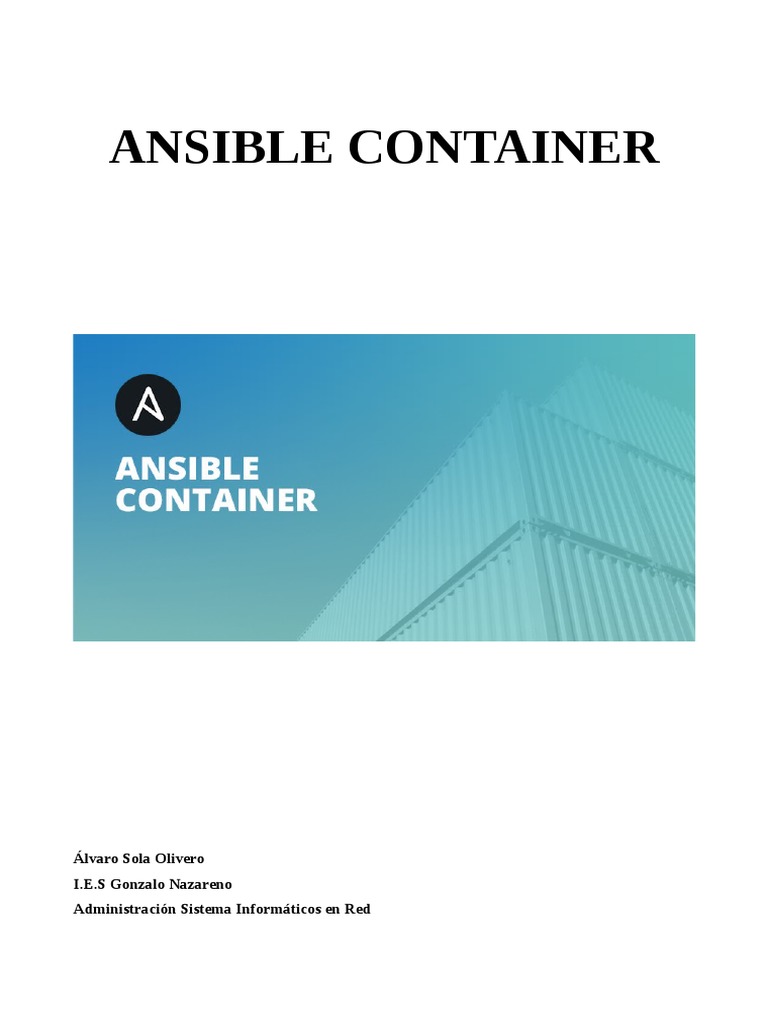 Memoria Ansible Container | PDF | sombrero rojo | Computación en la nube
