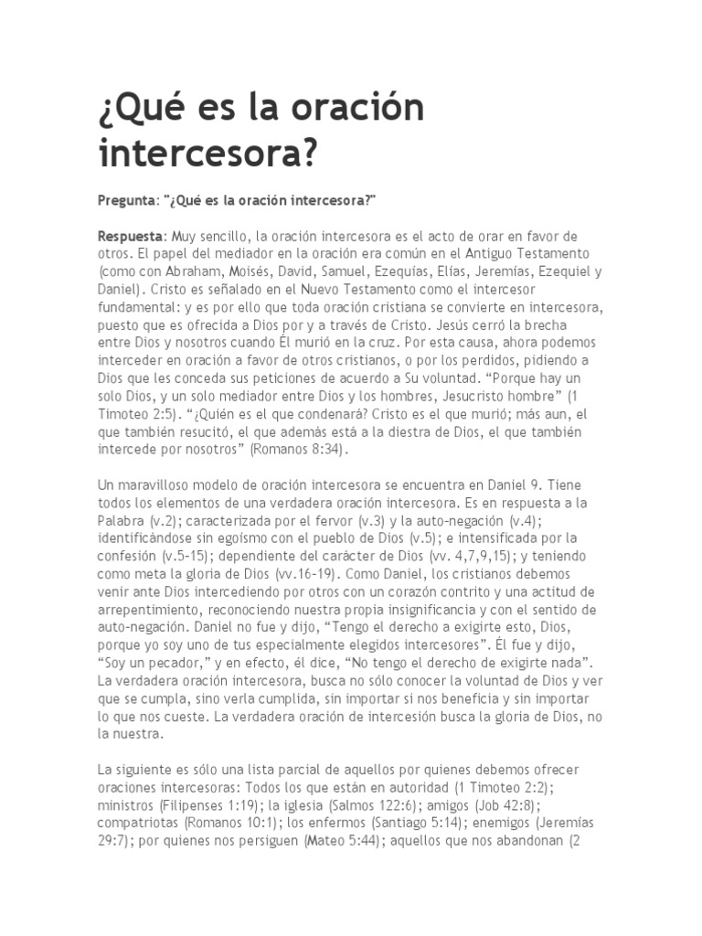 Qué Es La Oración Intercesora | PDF | Oración | Cristo (título)
