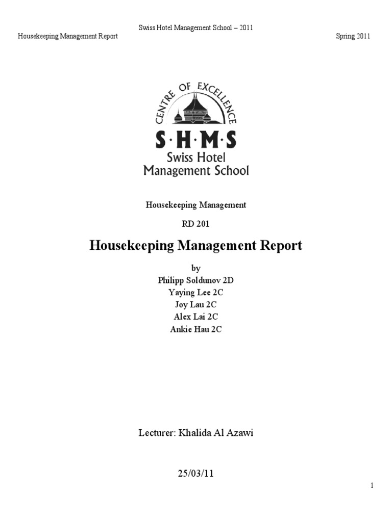 Housekeeping Management Report Overview | PDF | Recruitment | Hotel