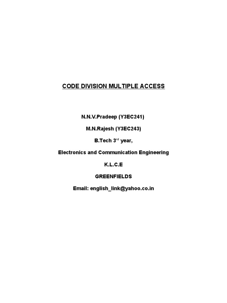 Code Division Multiple Access | PDF | Modulation | Channel Access Method