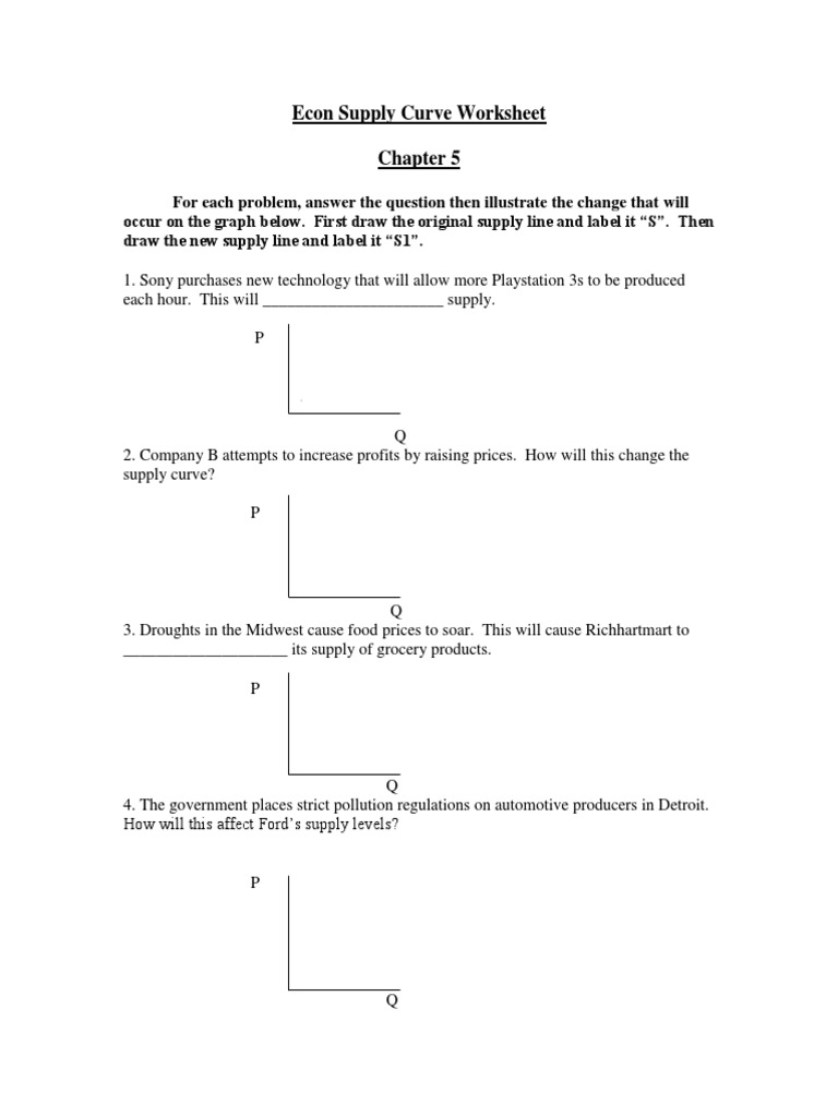 Econ Supply Curve Worksheet | PDF