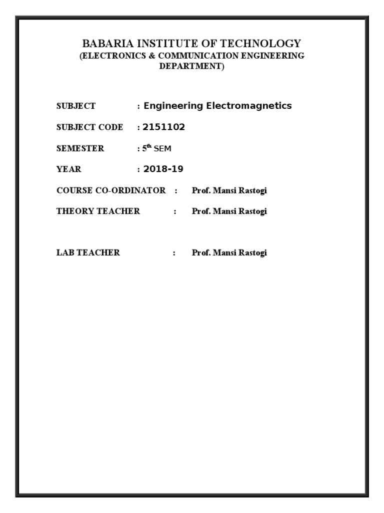 Emag Lesson Plan | PDF | Magnetic Field | Electric Field