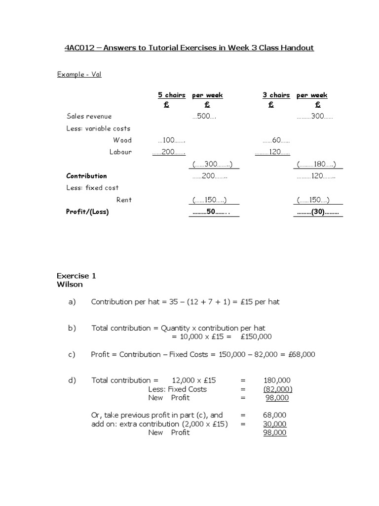 4AC012 Answers To Week 3 Tutorial Exercises | PDF | Management ...
