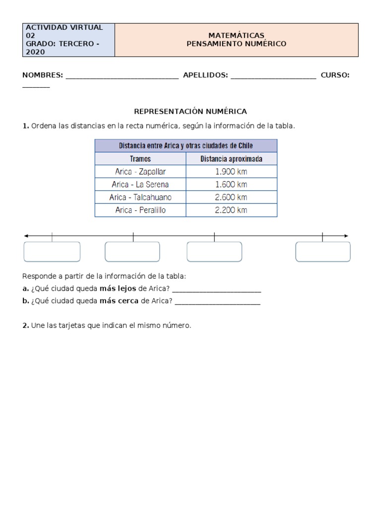 Actividad Virtual Matematicas (Pensamiento 2) | PDF | Sustracción | Números