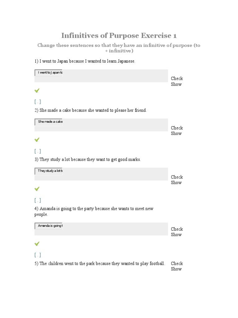 Infinitives of Purpose