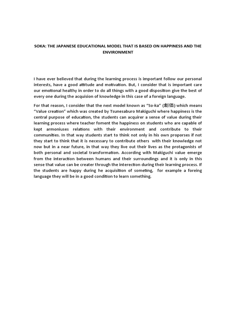 Soka: The Japanese Educational Model That Is Based On Happiness and The ...