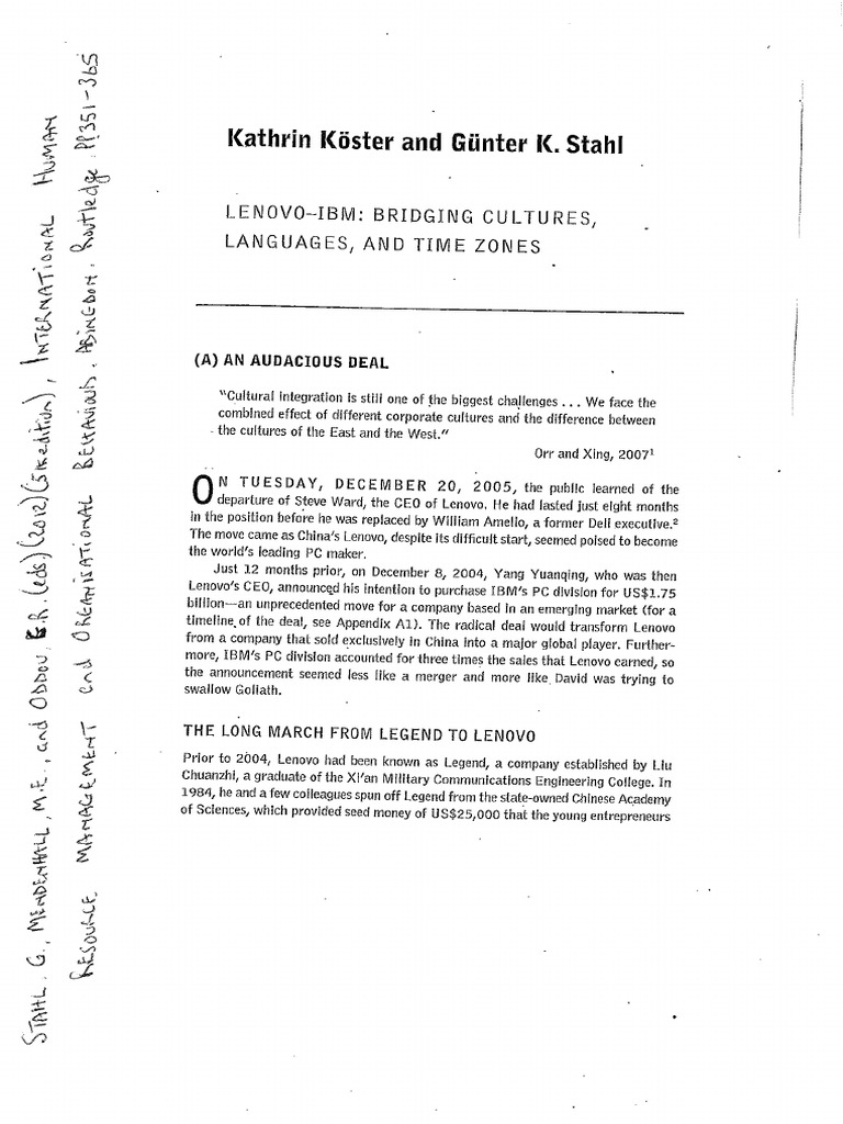 Lenovo IBM Merger Case-Study PDF | PDF