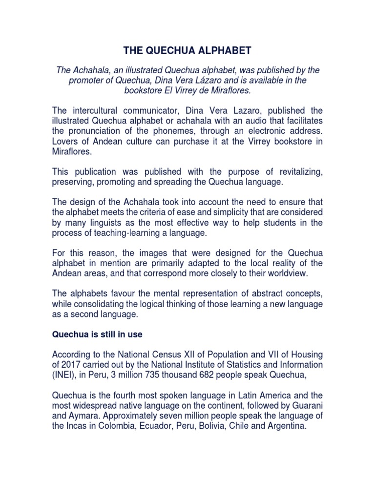 The Quechua Alphabet | PDF