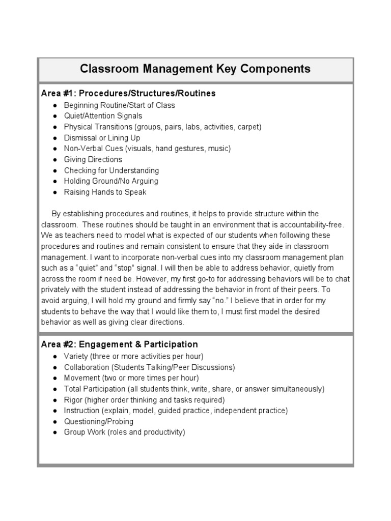 Classroom Management Key Components | PDF | Classroom Management | Teachers