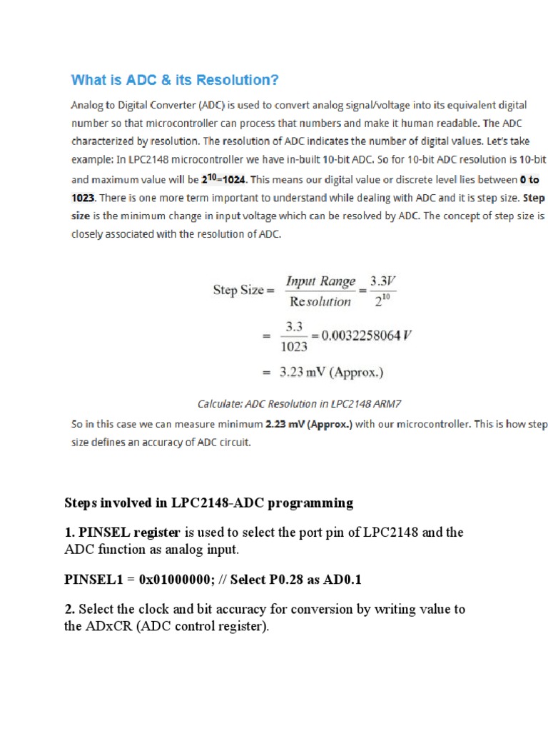 Steps Involved in LPC2148 | PDF | Analog To Digital Converter | Electrical Circuits