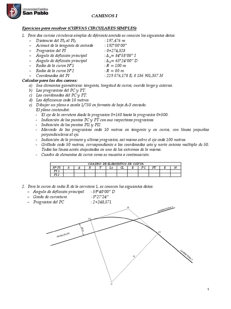 Ejercicios para Resolver - CURVA CIRCULAR SIMPLE | PDF | Curva | Geometría analítica