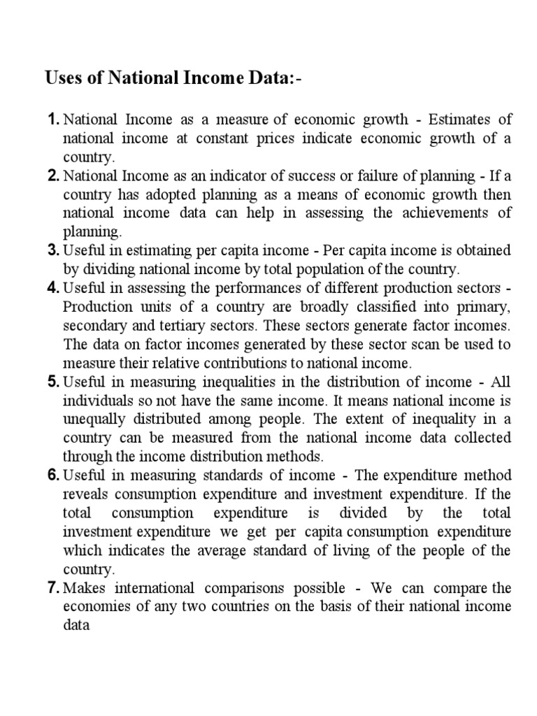 Uses of National Income Data | PDF | Measures Of National Income And ...