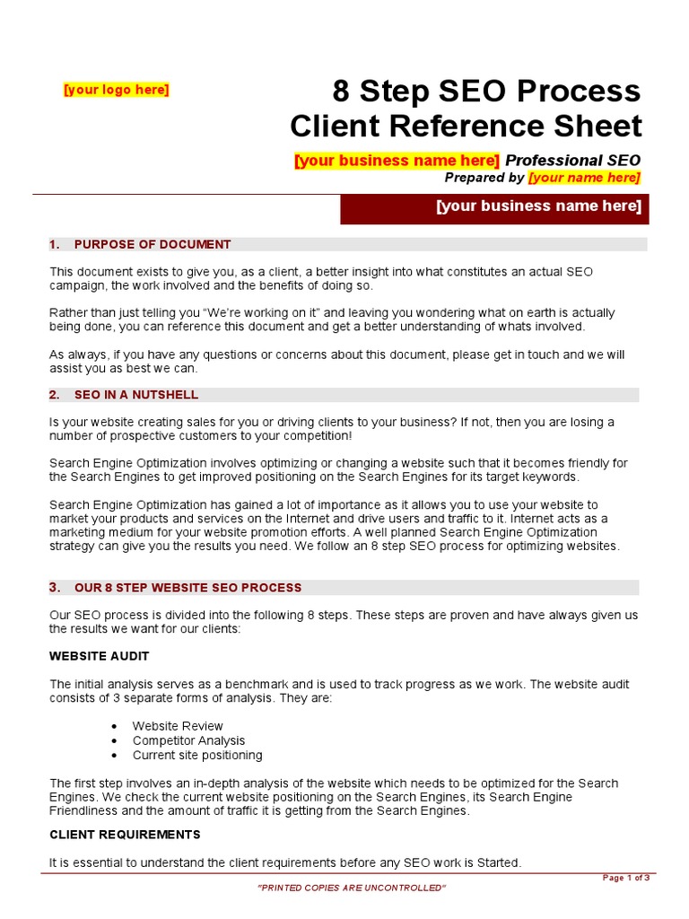 Business Procedure Template - 5 | PDF | Search Engine Optimization ...