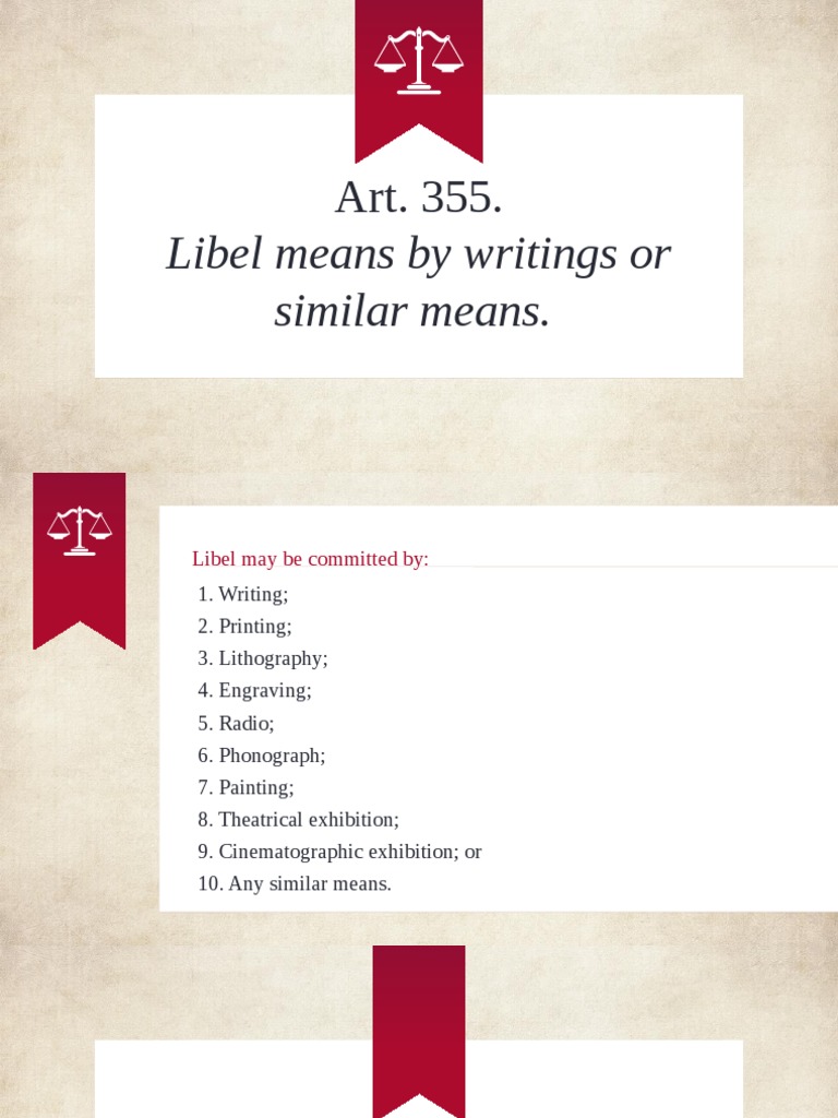Libel Means by Writings or Similar Means | PDF | Law