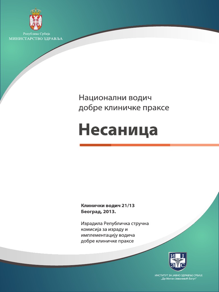 Vodic Za Dijagnostikovanje I Lecenje Nesanice - Nacionalni Vodič Kliničke Prakse. | PDF