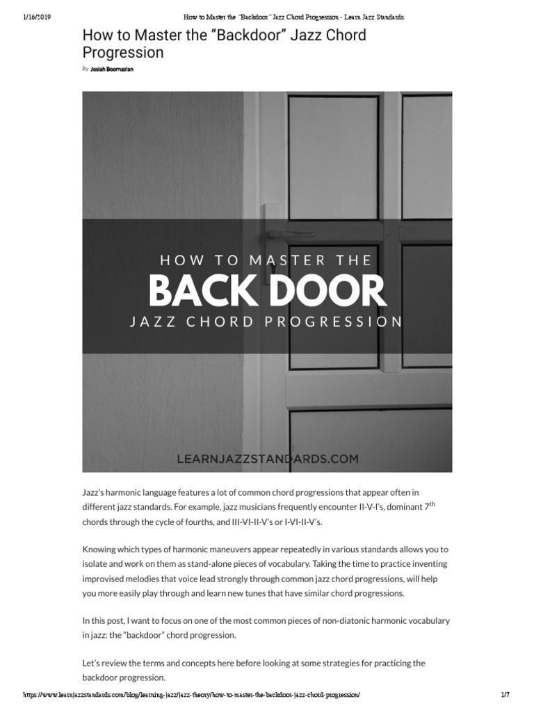 "Backdoor" Jazz Chord Progression - Learn Jazz Standards | PDF | Chord ...