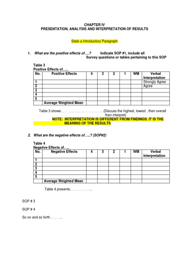 Chapter 4 - Sample Presentation of Tables PDF | PDF
