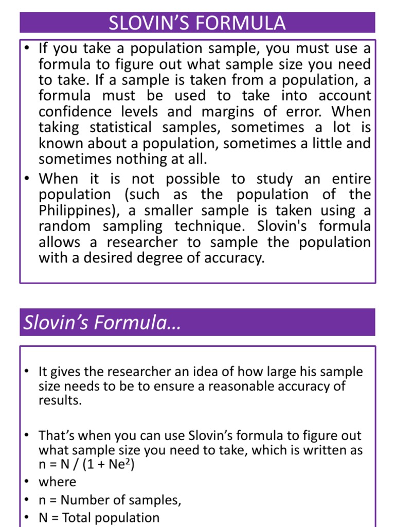 Sample Size Thru Slovin's PDF | PDF | Confidence Interval | Sample Size ...
