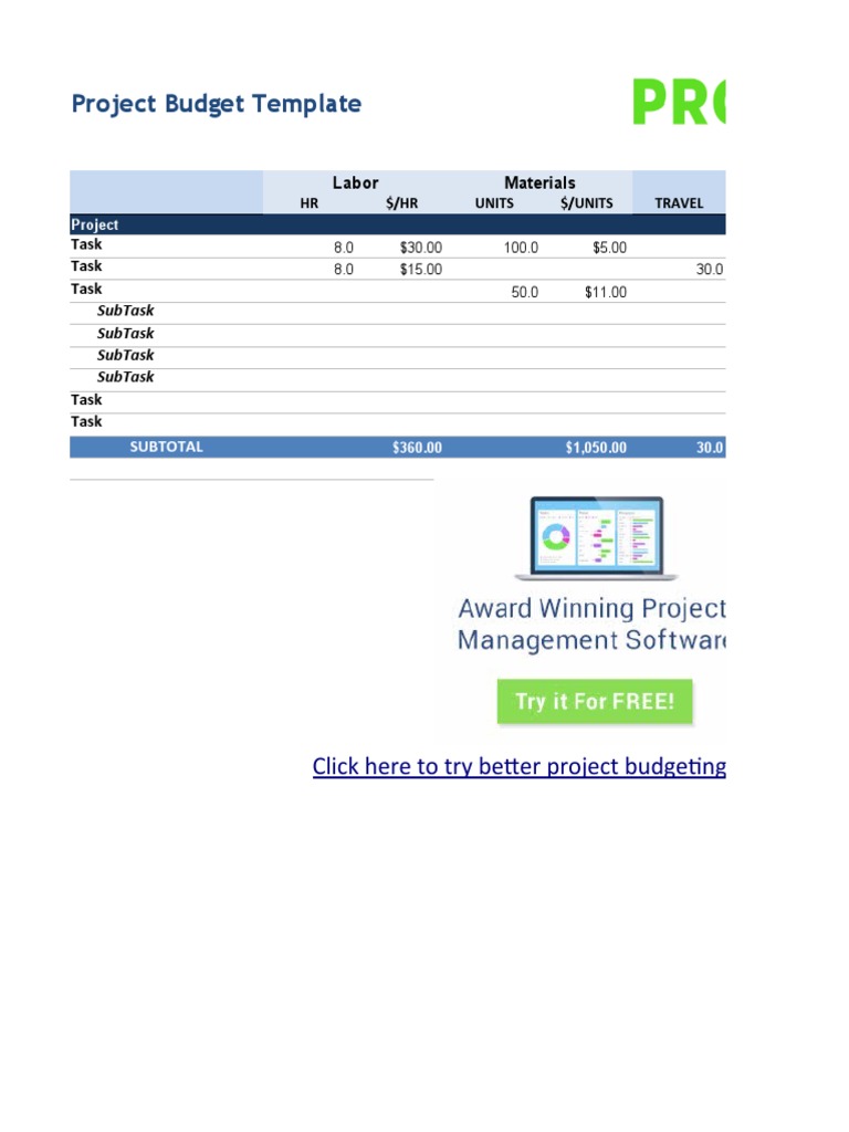 Project Budget Template Overview | PDF