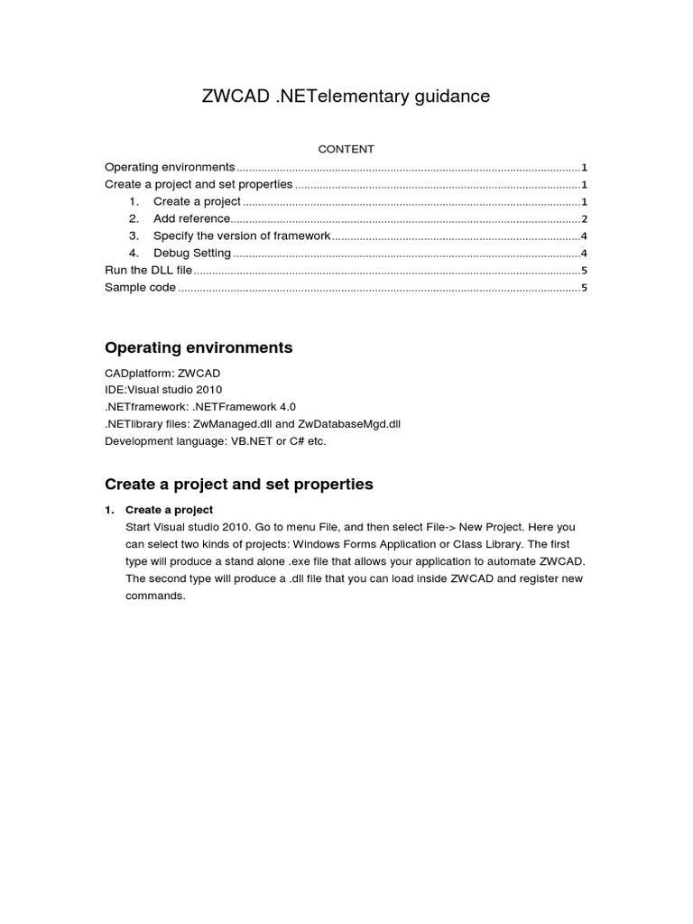 ZWCAD .NET Developing Guide | PDF | Microsoft Visual Studio | Computer File