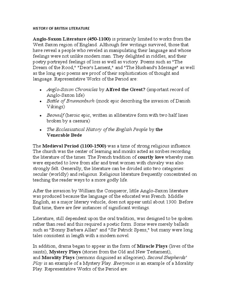 History of British Literature | PDF | Poetry | Novels