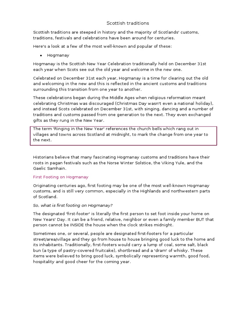 Scottish Traditions: First Footing On Hogmanay | Download Free PDF ...