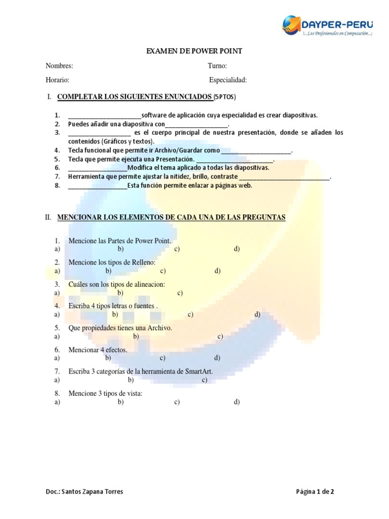 Examen Final Power Point PDF | PDF | Microsoft PowerPoint | Informática