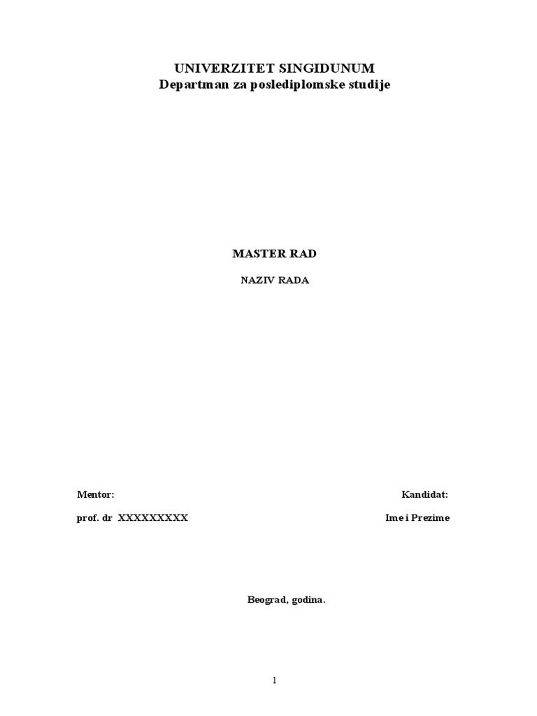 Uputstvo Za Pisanje Master Rada | PDF