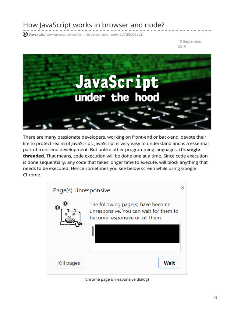 How Javascript Works In Browser And Node Pdf Java Script Subroutine